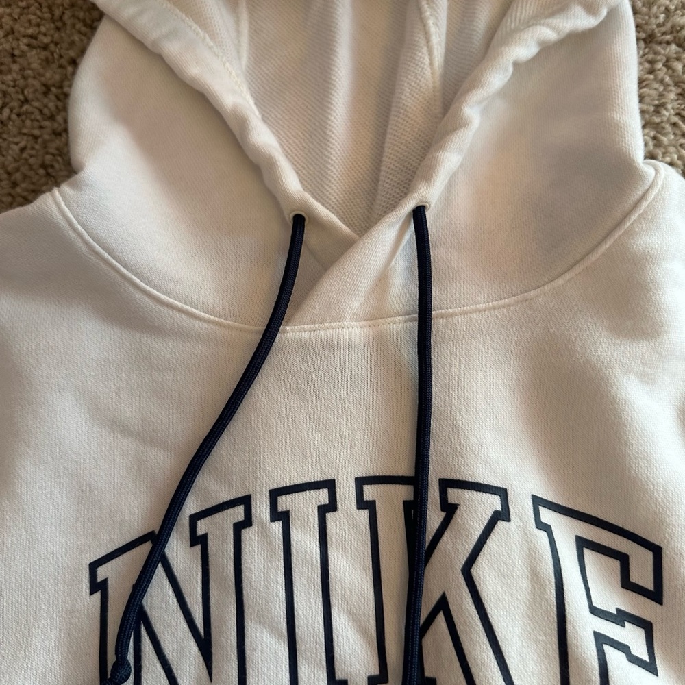 Nike W Nsw Vrsty Girl’s Navy Logo White Hoodie Ar3722… - Gem